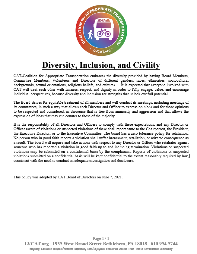 CAT Board Adopts Diversity, Inclusion, and Civility Policy | CAT ...
